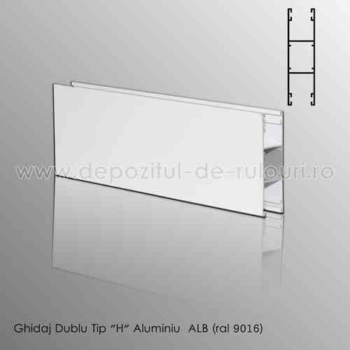 Ghidaje rulouri exterioare aluminiu aplicate duble tip “H” alb ral 9016